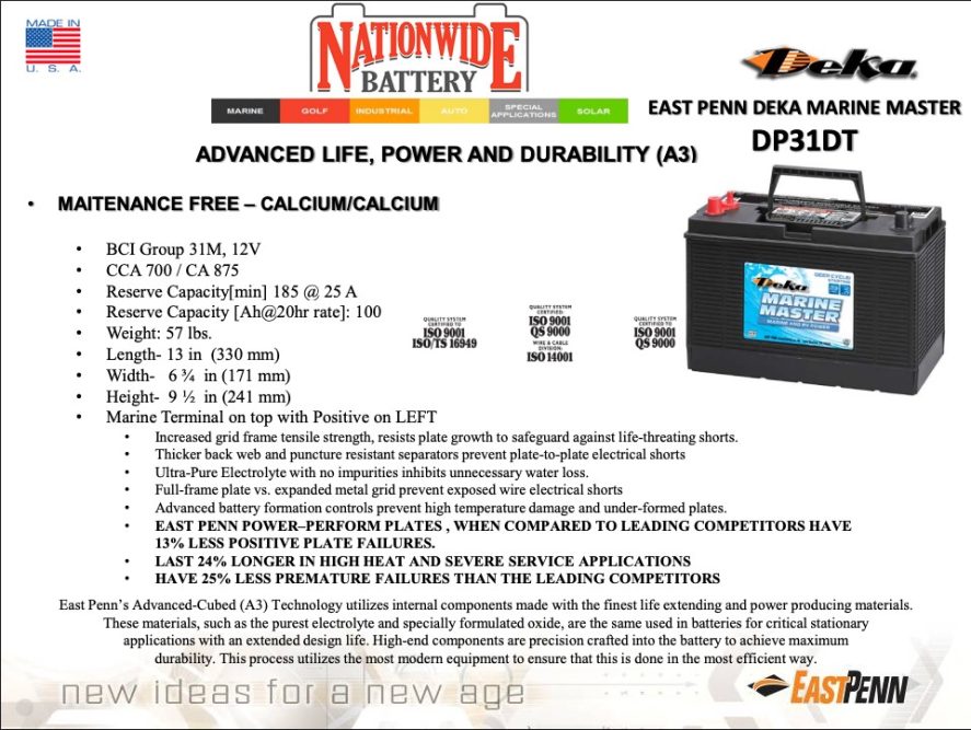 Battery, Group 31 Deep Cycle DP31DT AGM Marine Semi Truck Solar ...